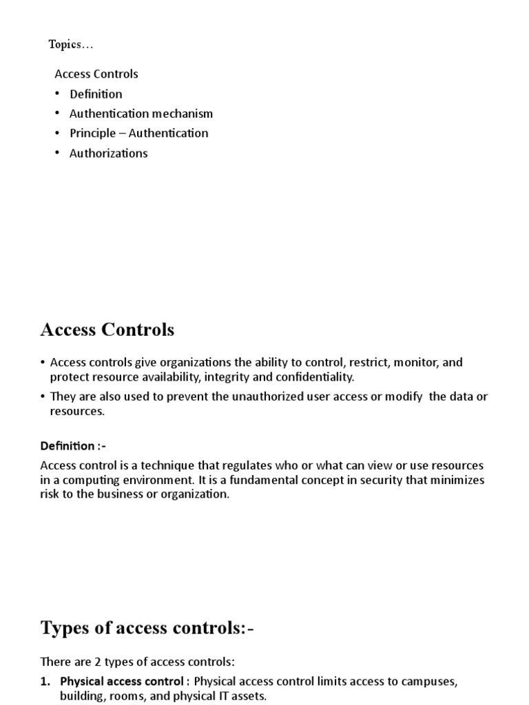 Access Control Essentials | PDF