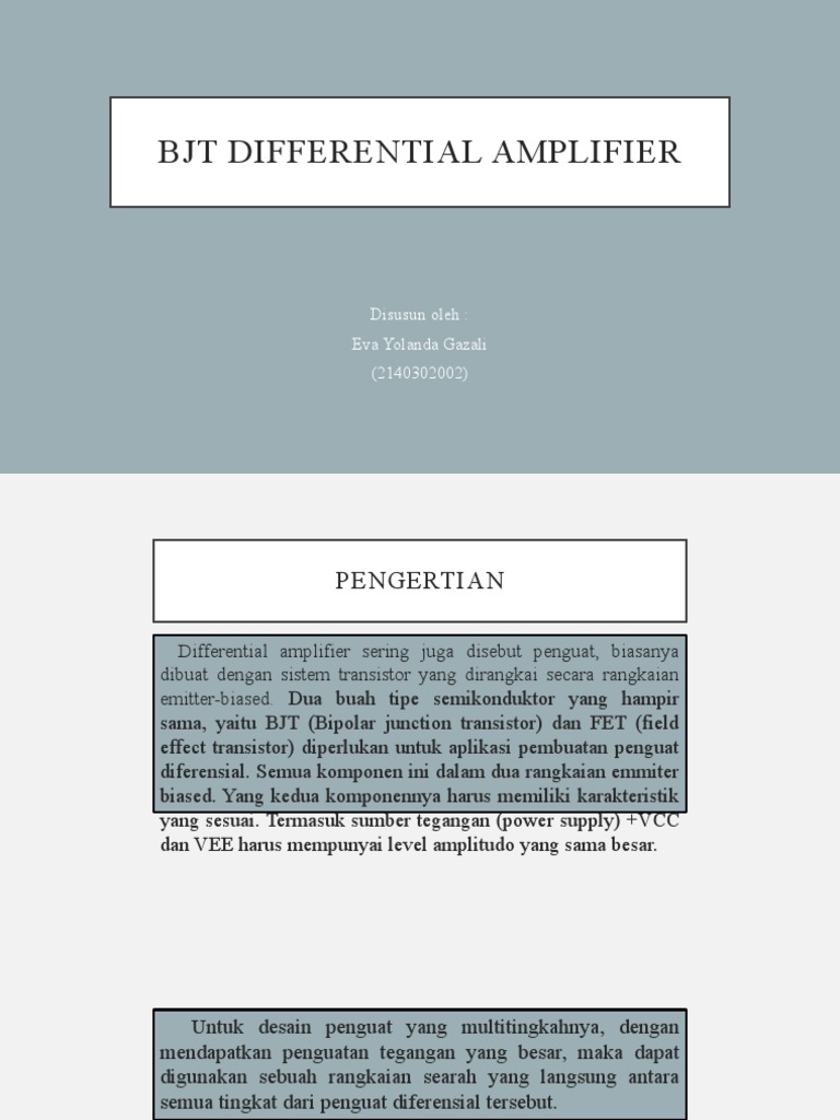 Presentasi BJT Differential Amplifier | PDF