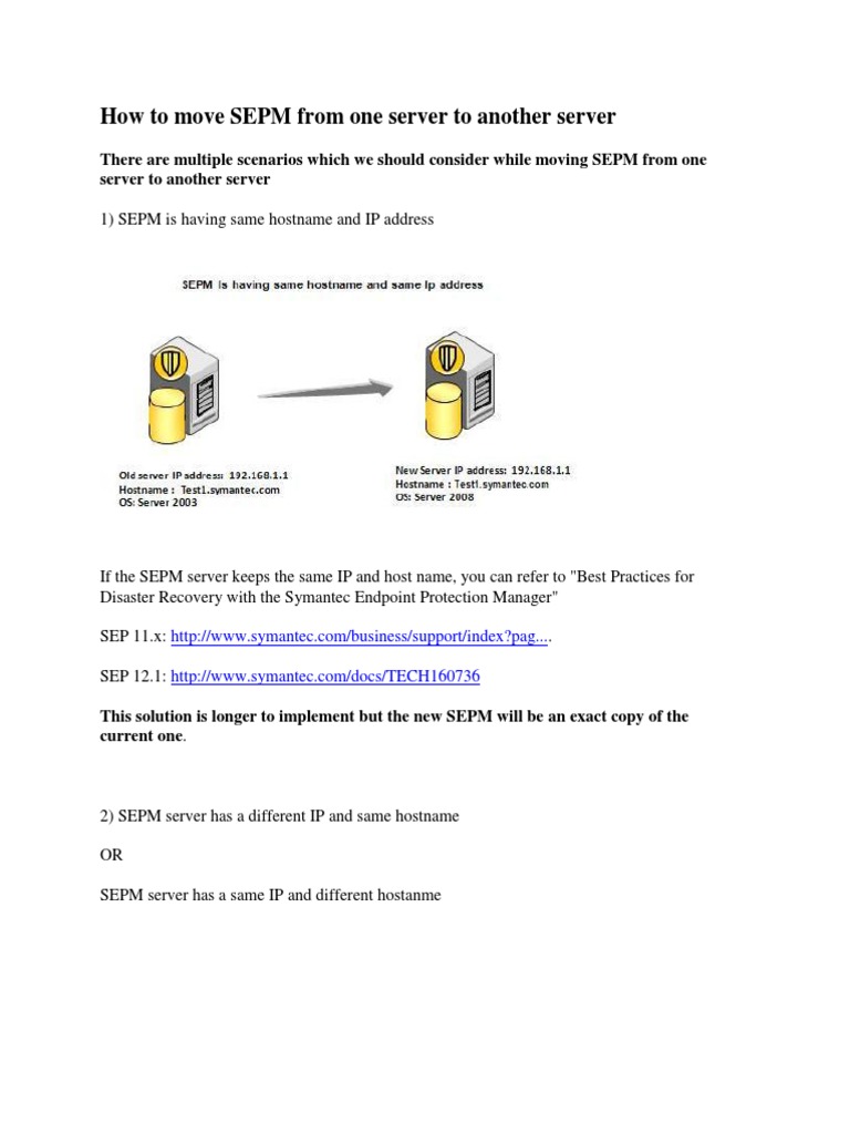 How To Move Sepm From One Server To Another Server | PDF | Replication (Computing) | Computer Data