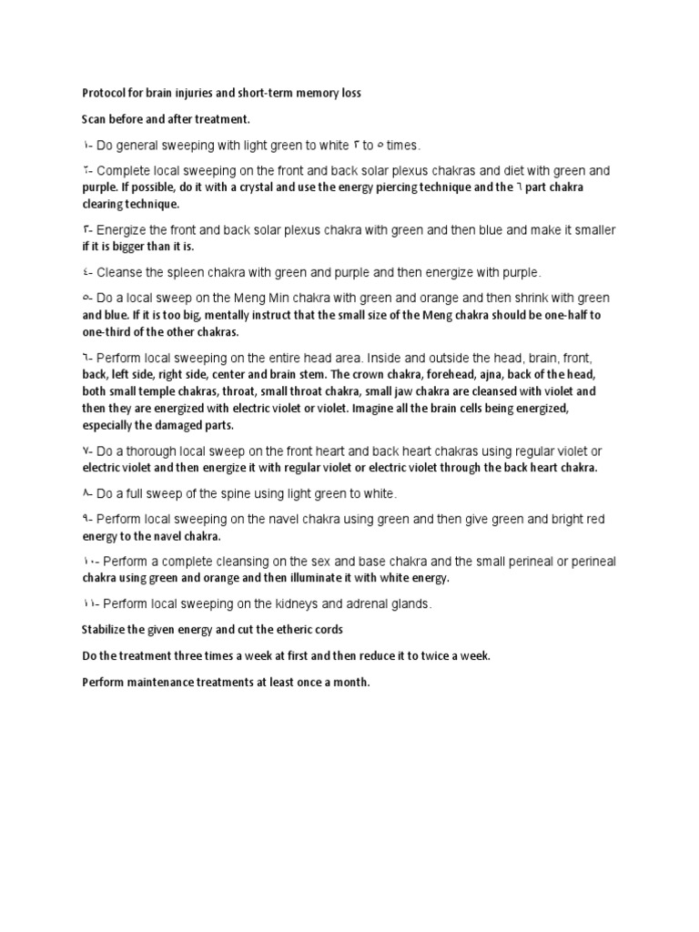 Protocol For Brain Injuries and Short | PDF