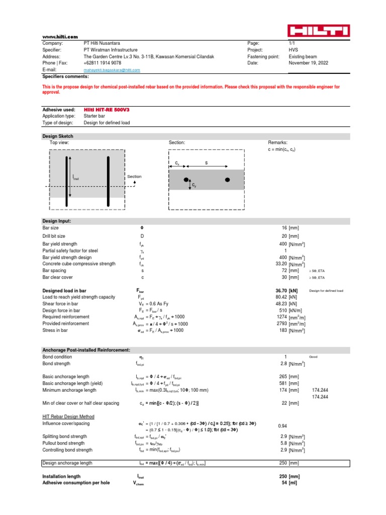 HVS - D16 Rebar Calculation | PDF | Building Technology | Building ...