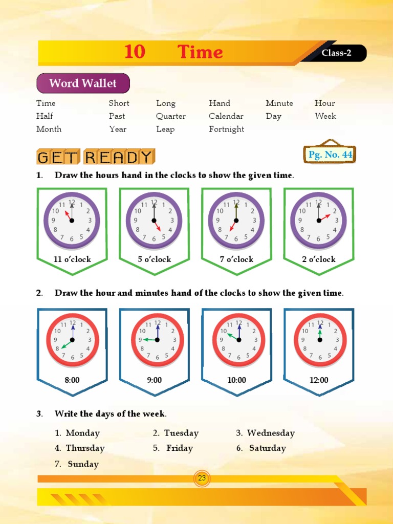 Math Cls-2 Ch-10 Resource Book (Time) | PDF | Length | Litre
