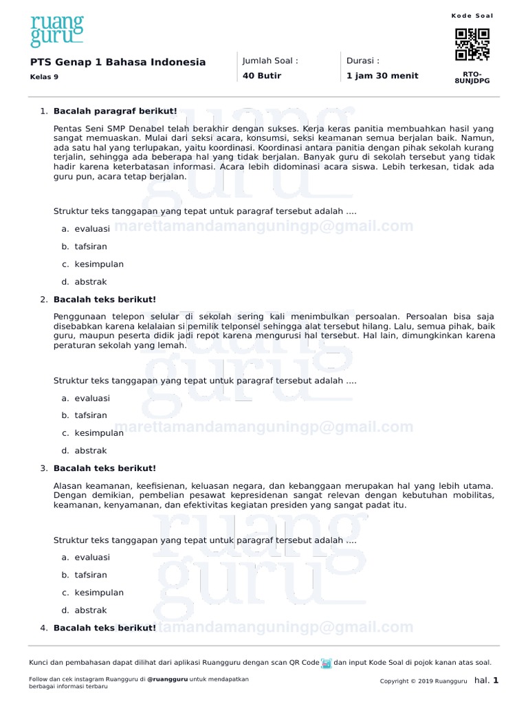 RTO 8UNJDPG PTSGenap1BahasaIndonesia | PDF