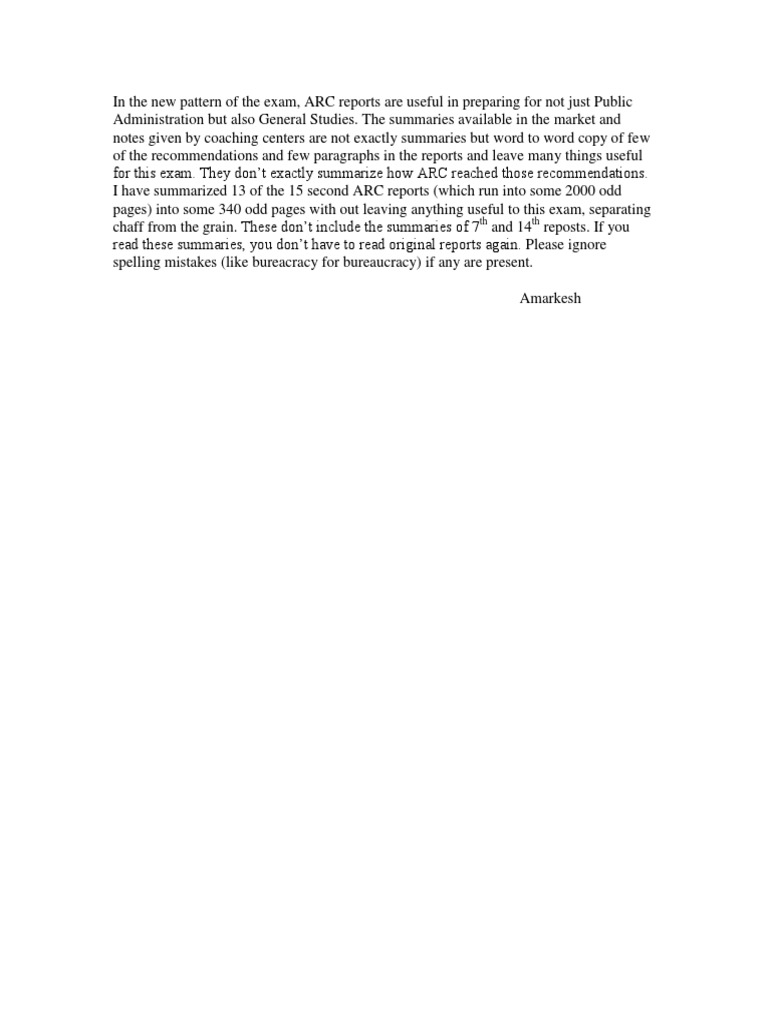 ARC Report Summaries for Exam Prep | PDF