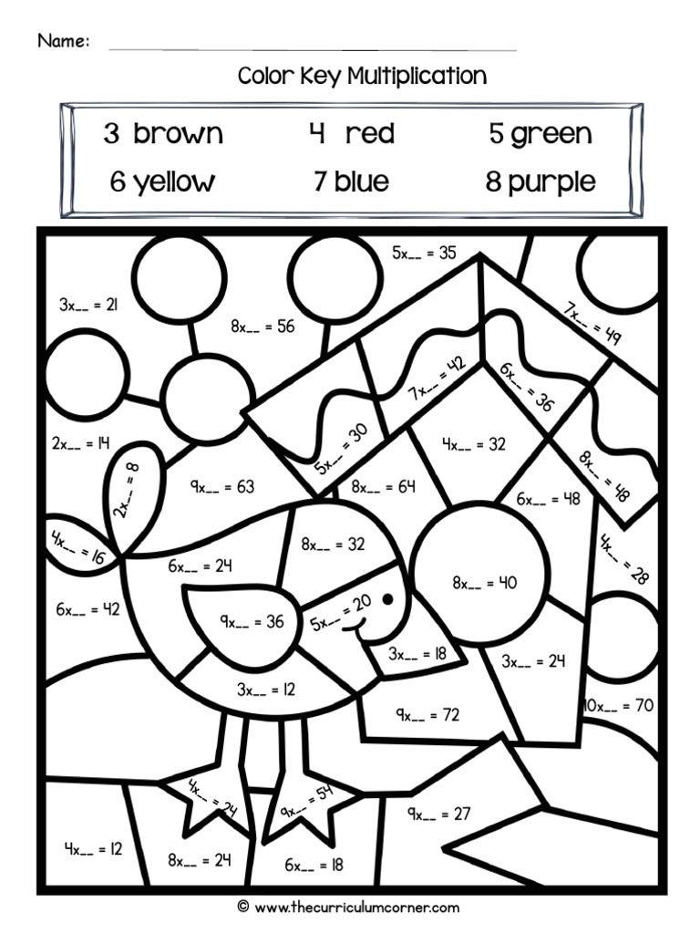 Multiplication Color Key Worksheet | PDF | Color | Visual Perception