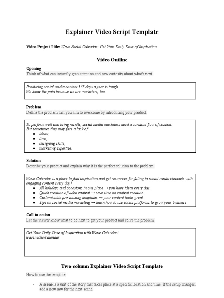 Explainer Video Script Template | PDF | Social Media | Popular Culture ...