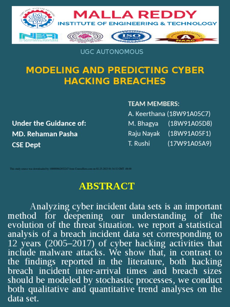 Modeling and Predicting Cyber Hacking Breaches | PDF | Cyberwarfare ...