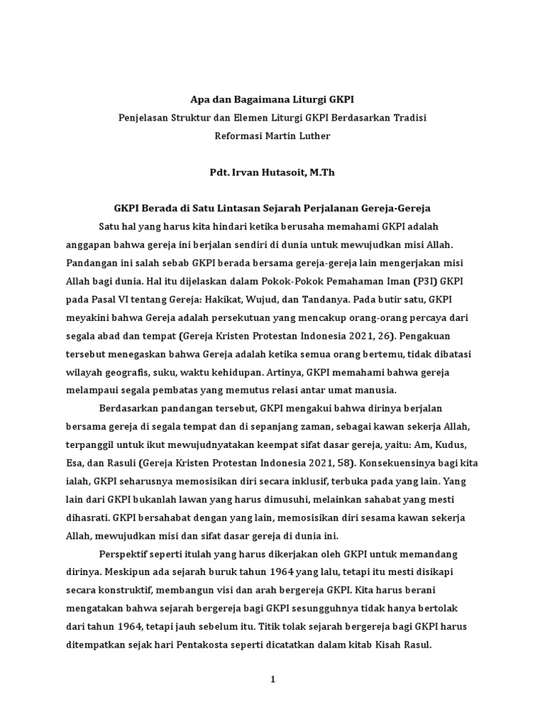 Apa Dan Bagaimana Liturgi GKPI | PDF