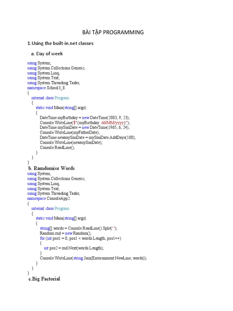 Bài Tập Programming | PDF | Computing | Information Technology Management