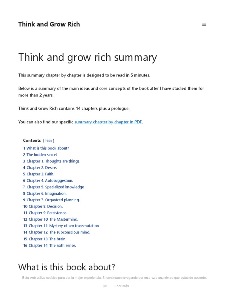 5 Minute Summary of Think and Grow Rich | PDF | Thought | Napoleon Hill