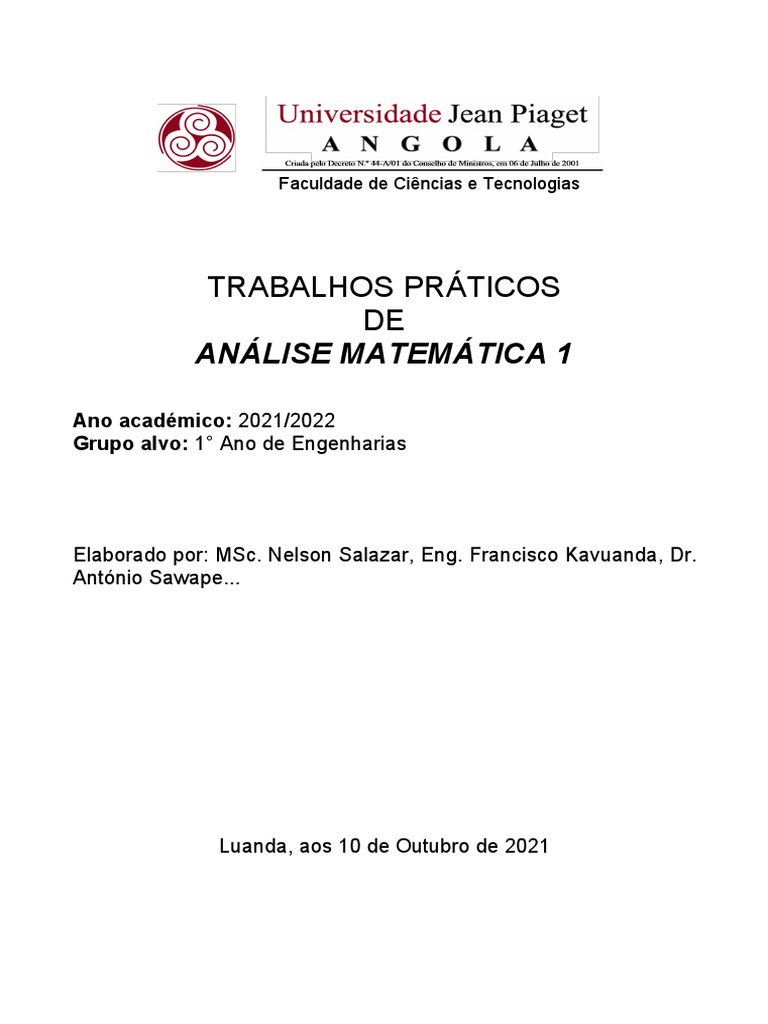 TP Análise Matemática 1 - Completo | Download grátis PDF | Velocidade | Tempo