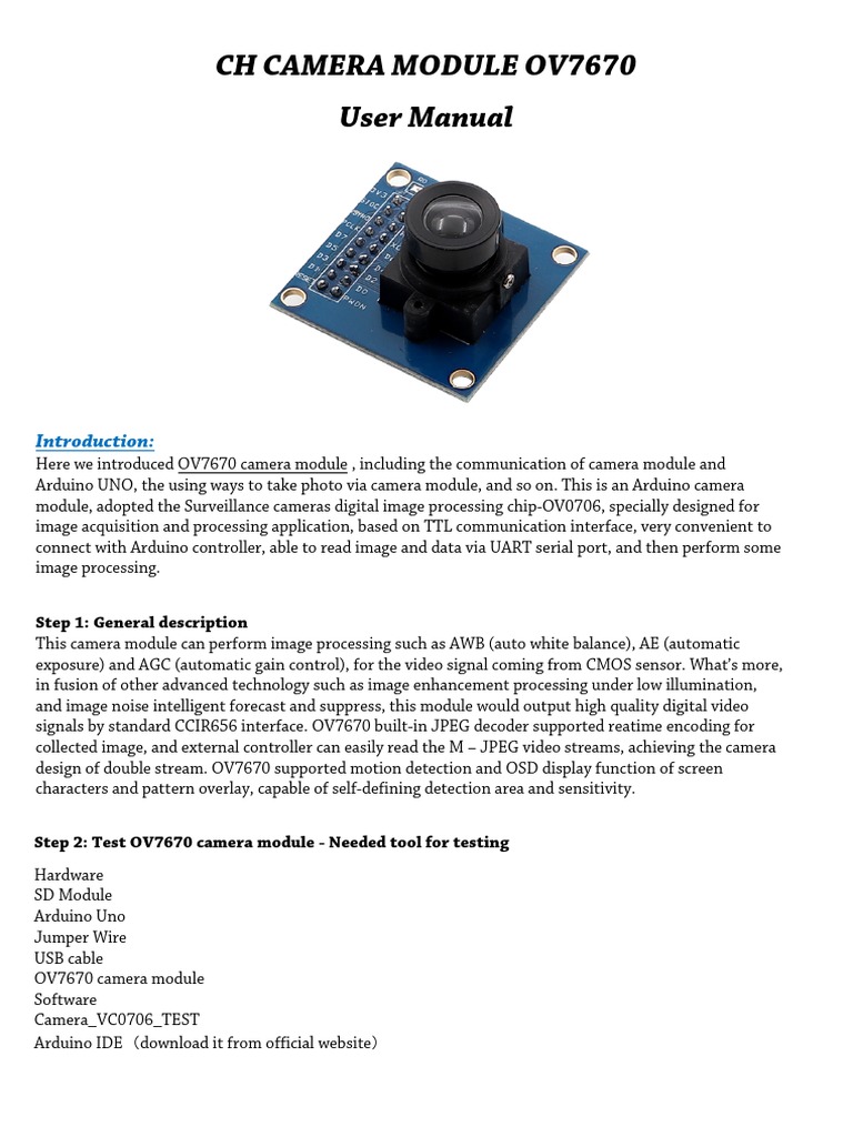 CH Camera Module Ov7670 User Manual: Step 1: General Description | PDF | Analog To Digital ...
