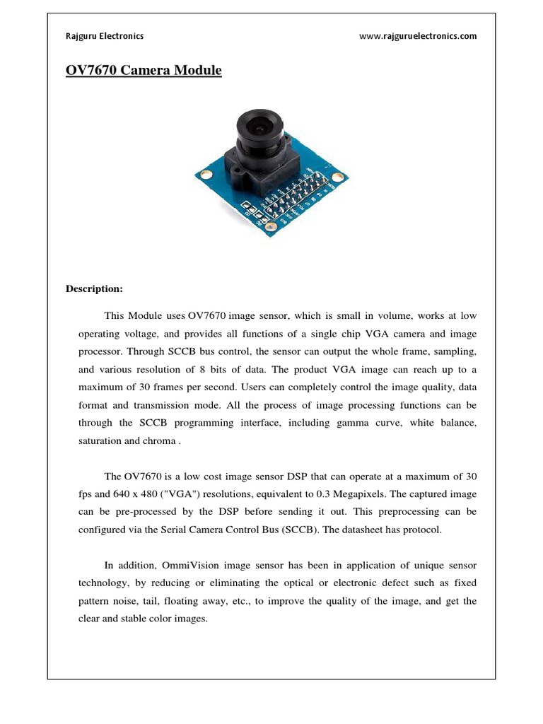 Ov7670 Camera Module | PDF | Field Programmable Gate Array | Rgb Color ...