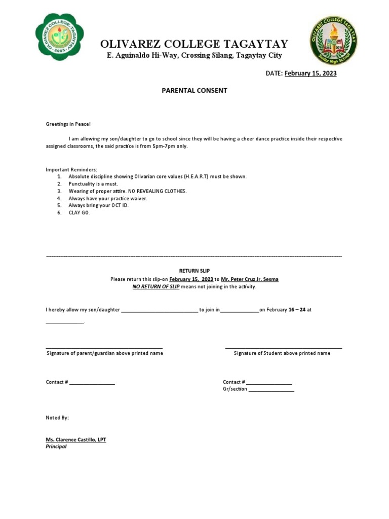 Parents Consent Cheerdance | PDF
