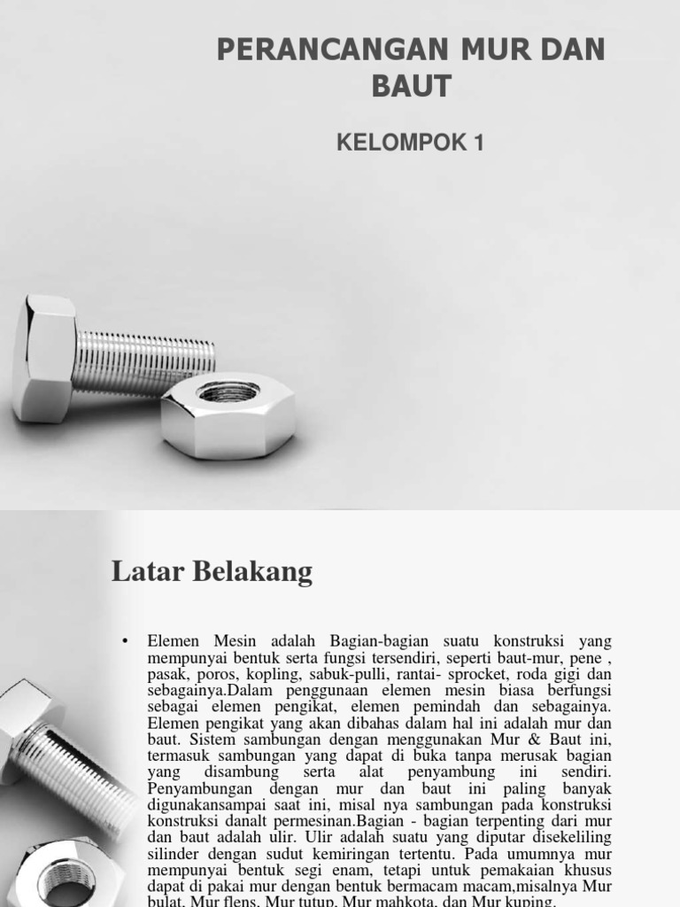 Perancangan Mur Dan Baut | PDF