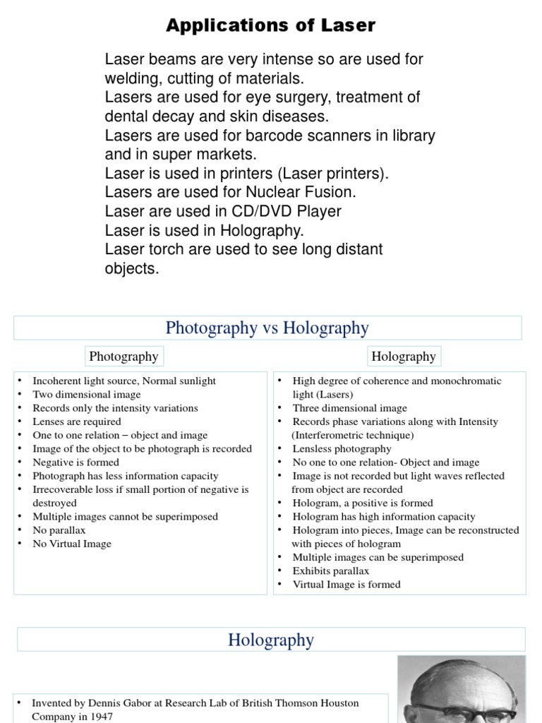 Applications of Holography and Lasers | PDF