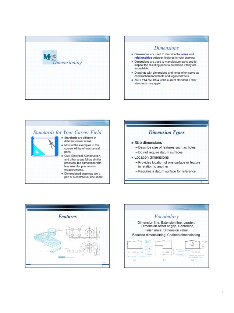 105 Dimensions PPT Notes | PDF | Engineering Tolerance | Dimension
