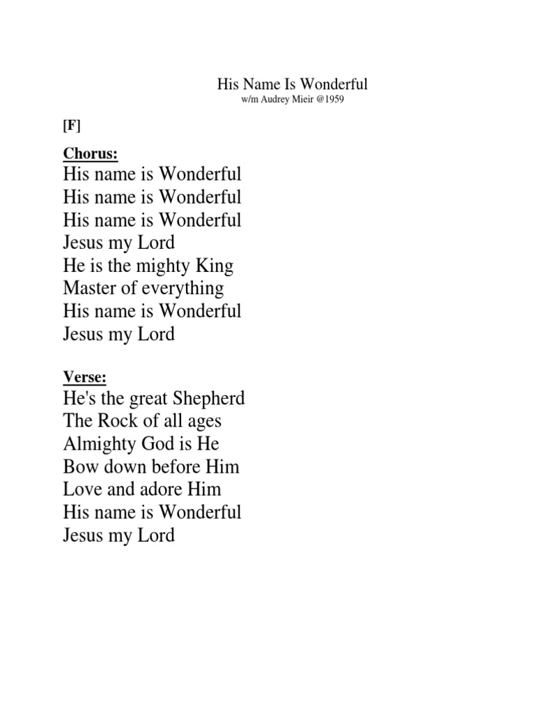 His Name Is Wonderful | PDF