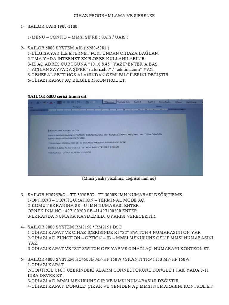 CİHAZ PROGRAMLAMA VE ŞİFRELER | PDF