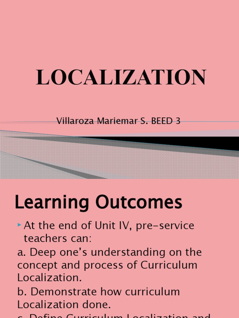 LOCALIZATION | PDF | Curriculum | Learning
