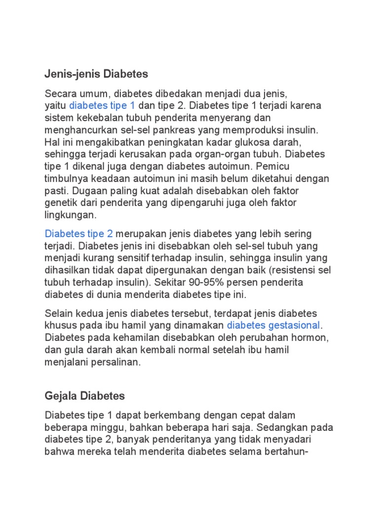 Jenis-jenis Diabetes Melitus dan Gejalanya | PDF | Kesehatan Holistik