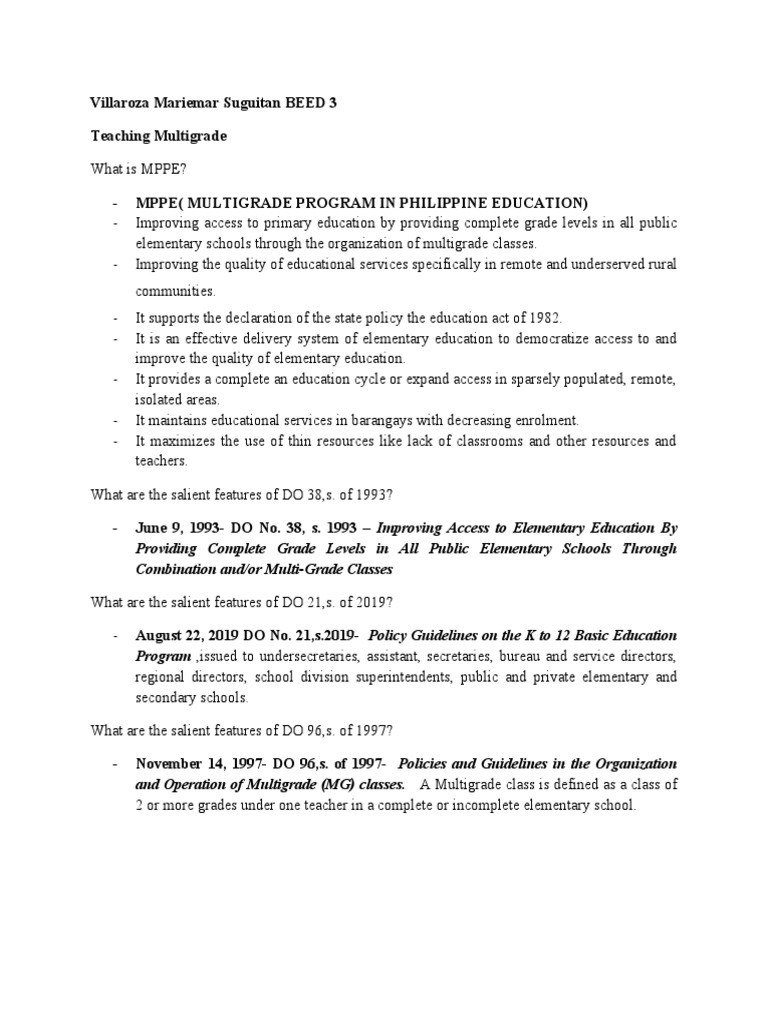 Teaching Multigrade | PDF