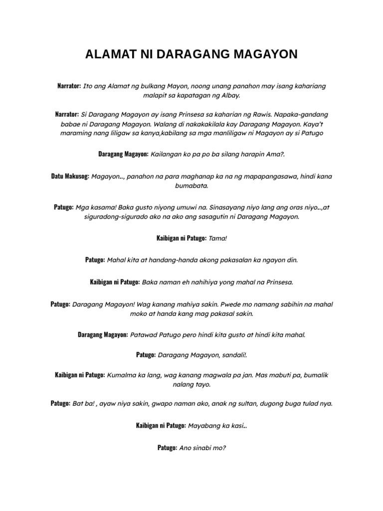 Alamat Ni Daragang Magayon | PDF