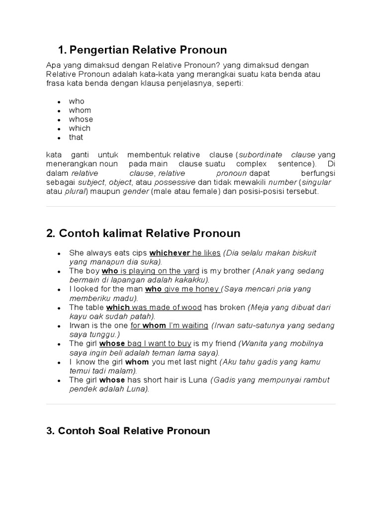 Relative Pronoun | PDF