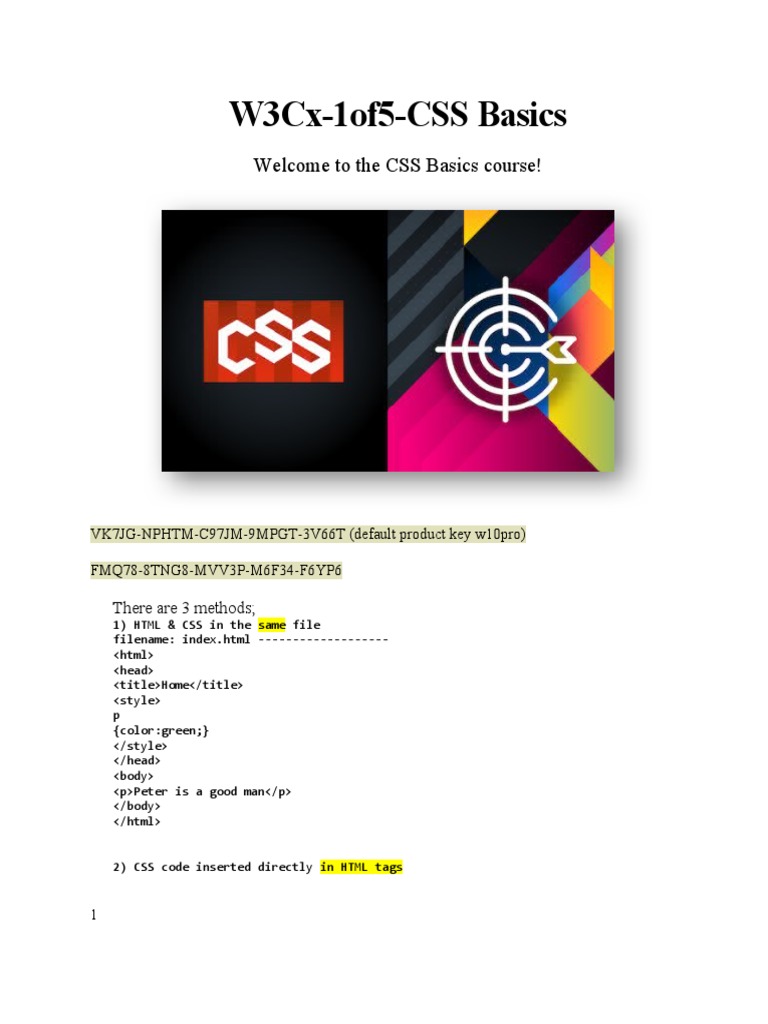 W3Cx 1of5 CSS.0x | PDF | World Wide Web | Internet & Web