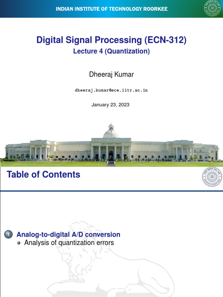 Lecture 4 Quantization | PDF | Analog To Digital Converter | Sampling (Signal Processing)