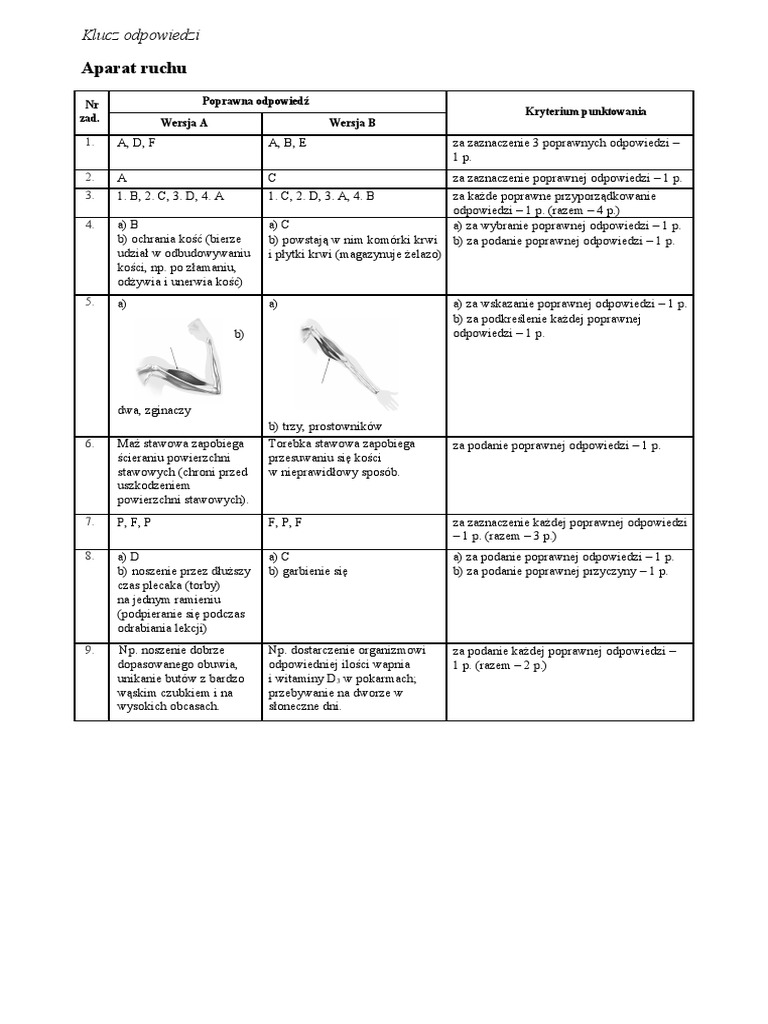 Test Aparat Ruchu Klucz Odpowiedzi | PDF