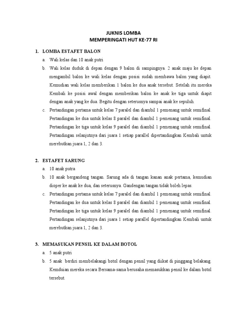 Juknis Lomba Dan Ketentuan Lomba | PDF | Olahraga & Rekreasi | Seni & Disiplin Bahasa