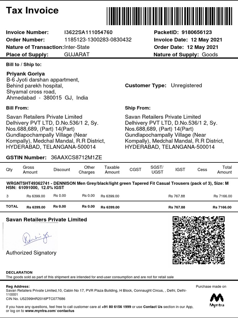Textile Invoice for Clothing Purchase | PDF