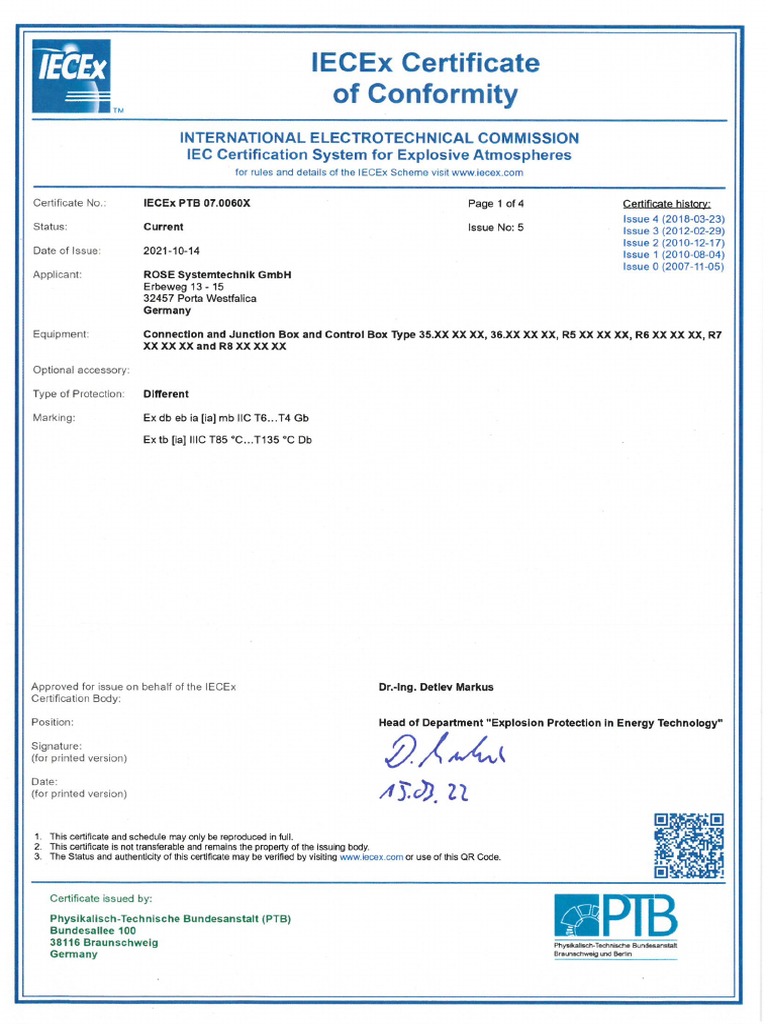 IECEx PTB 07.0060X | PDF