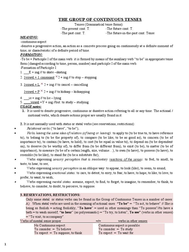 Non-Continuous Verbs Explained | PDF | Grammatical Tense | Linguistics