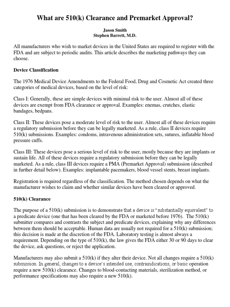 510K Vs PMA | PDF | Federal Food | Medical Device