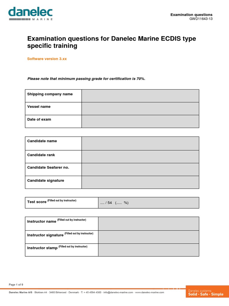 GWD11643-13 Examination Questions For ECDIS Type Specific Training | Download Free PDF | Cursor ...