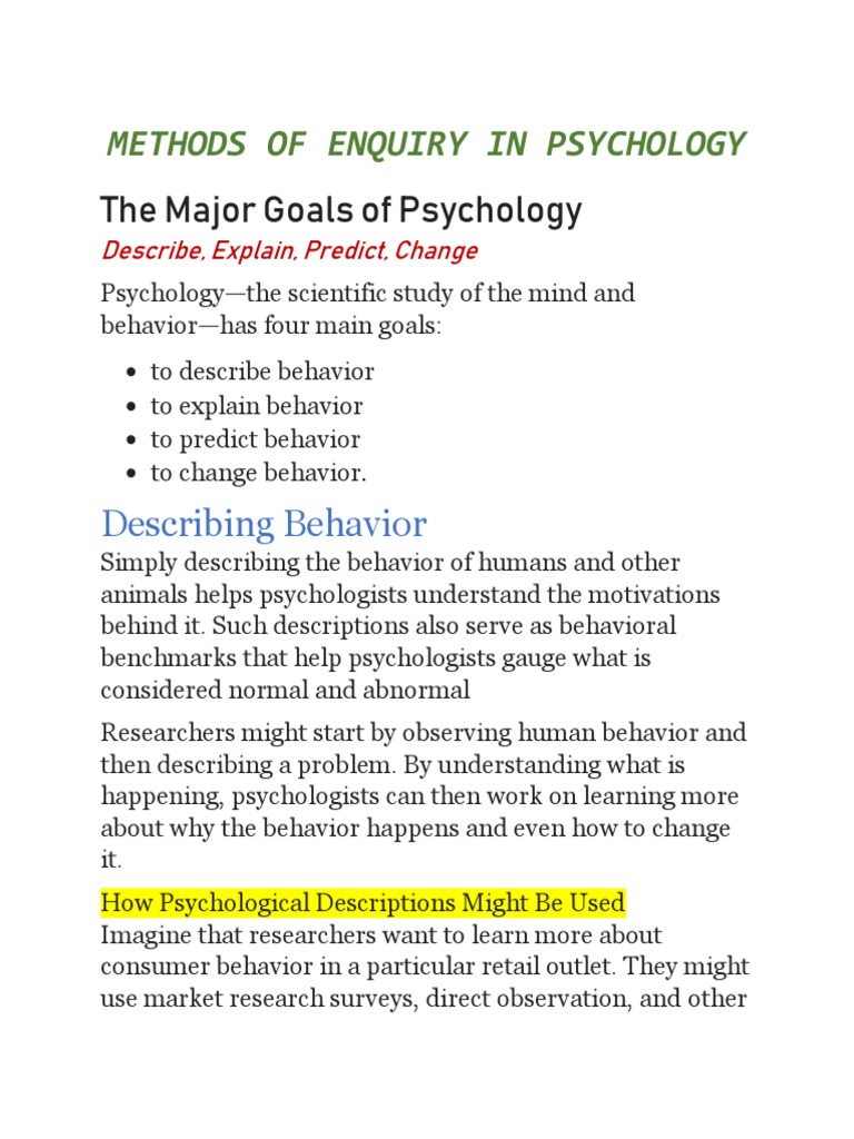 Methods of Psychology | PDF | Scientific Method | Hypothesis