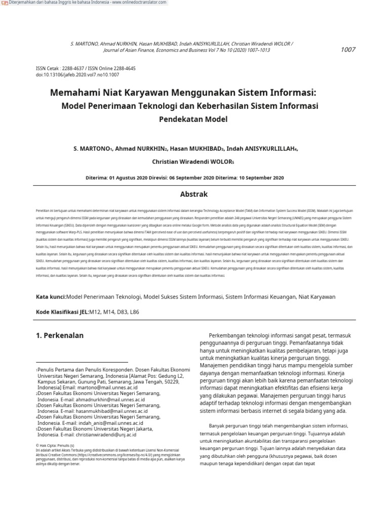 Understanding The Employee's Intention To Use Information System ...