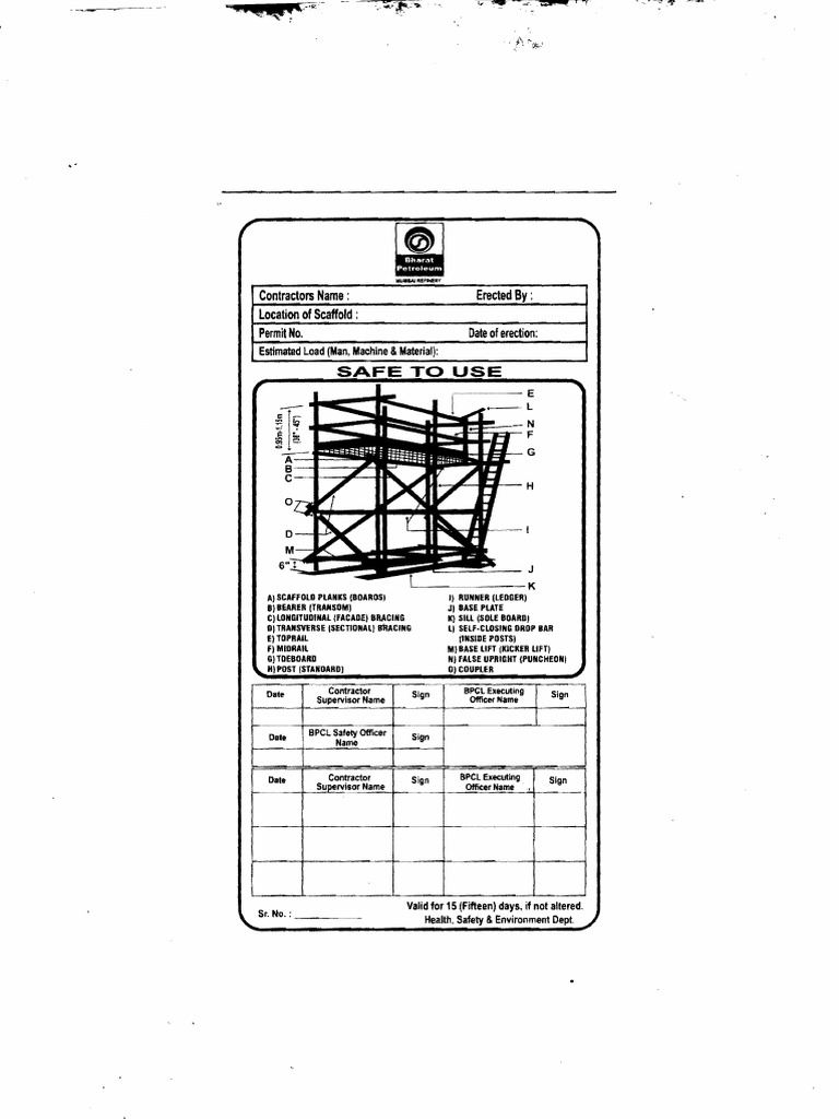 Scaffolding Tag | PDF | Scaffolding | Manufactured Goods