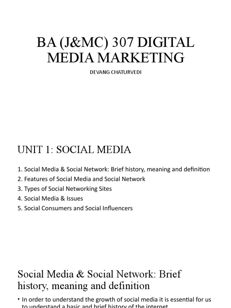 Ba (J&MC) 307 Digital Media Marketing | PDF | Popular Culture & Media Studies | Social Media