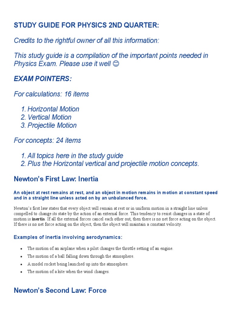 Physics Study Guide | PDF | Collision | Momentum