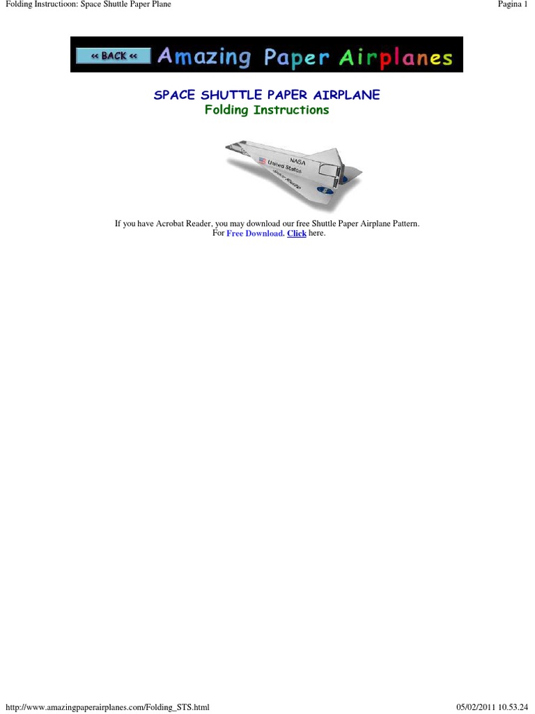 Space Shuttle Paper Airplane Guide | PDF