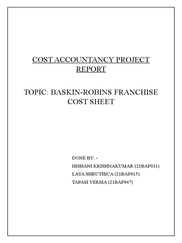 Baskin-Robbins Franchise Cost Analysis | PDF | Franchising | Expense