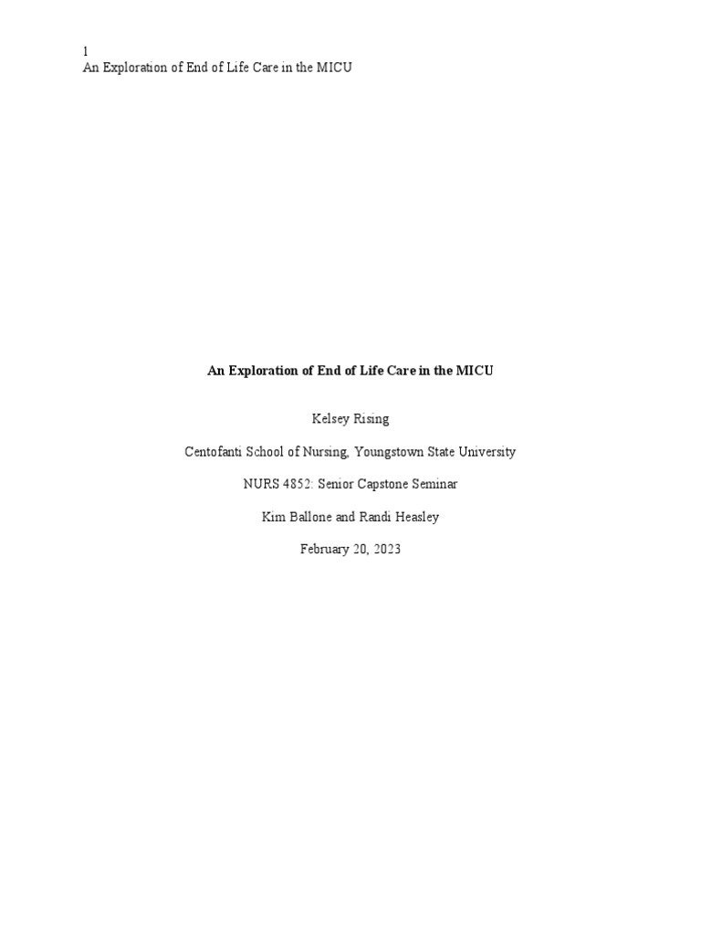 2 21 23 Capstone Paper | PDF | Nursing | Intensive Care Unit
