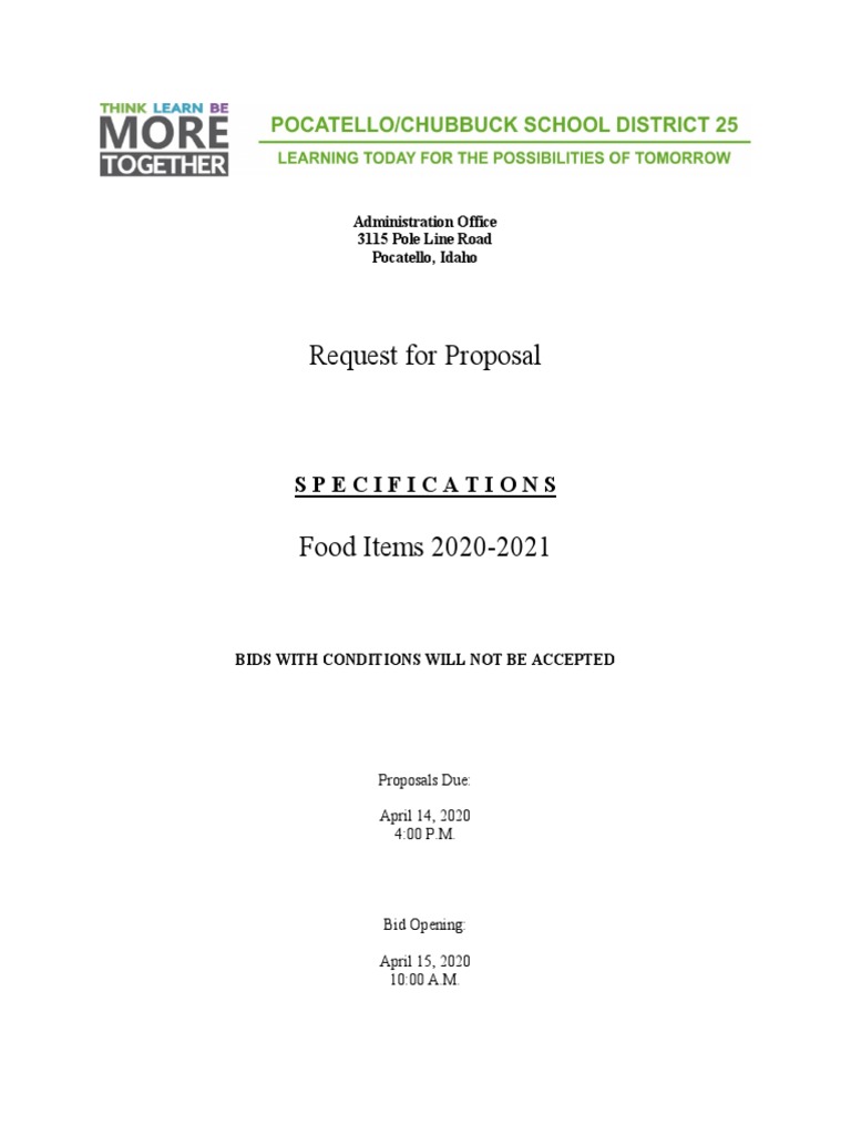 Food Service | PDF | Specification (Technical Standard) | School Meal