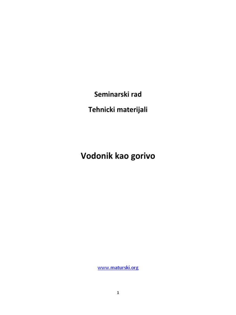 Vodonik Kao Gorivo | PDF