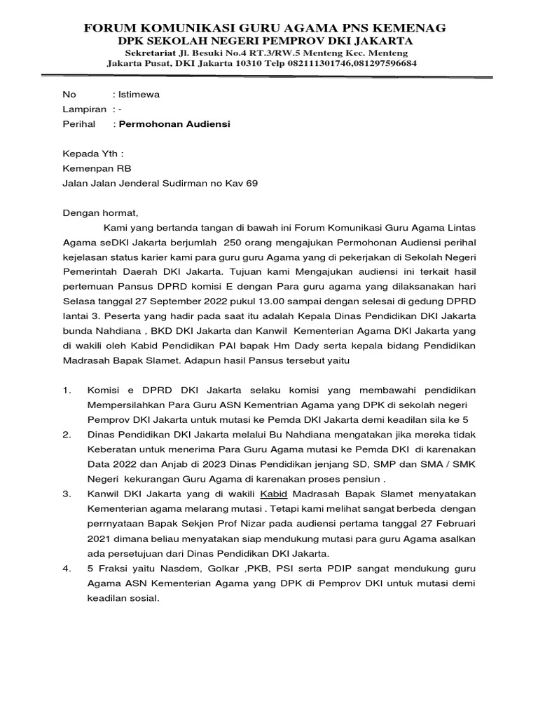 Surat Ke Setneg | PDF