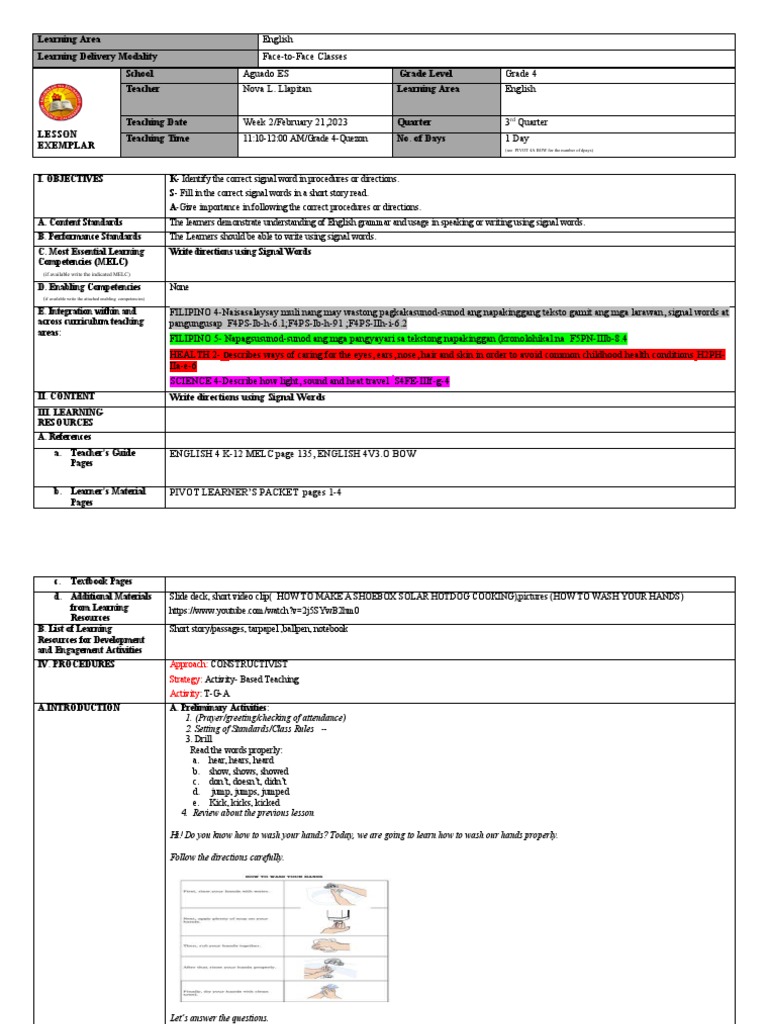 English Lesson Exemplar | PDF | Learning