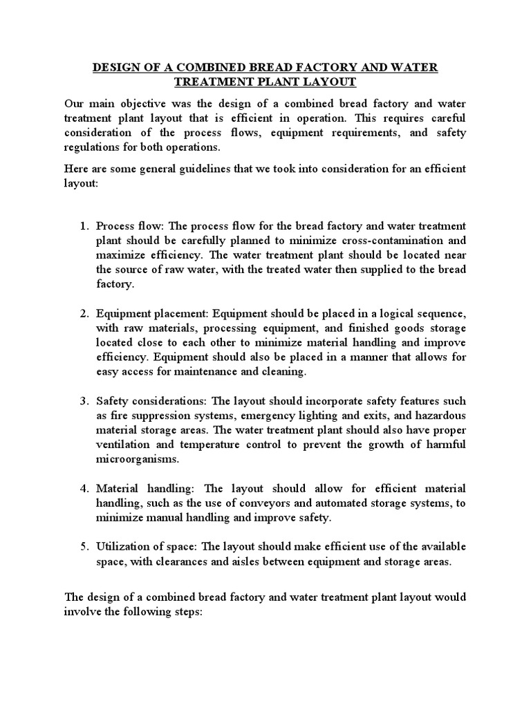 Design of A Combined Bread Factory and Water Treatment Plant Layout-3 ...